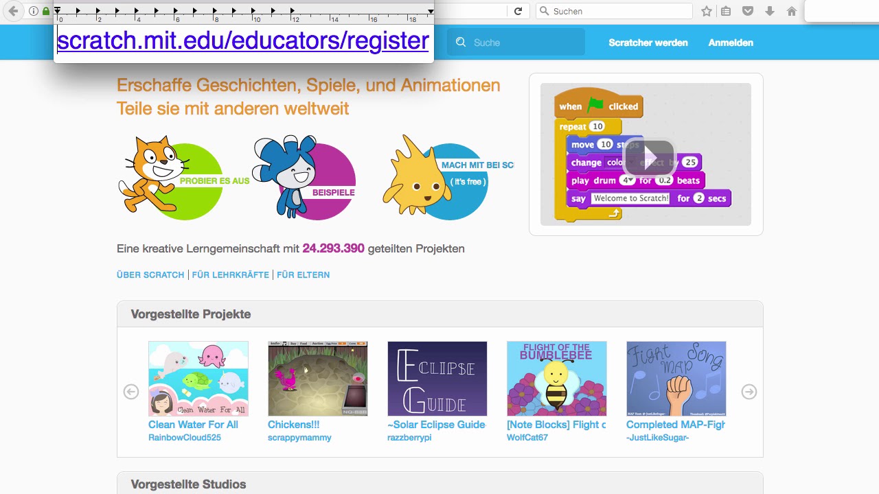 scratch – Registierung [Lehrer] - YouTube