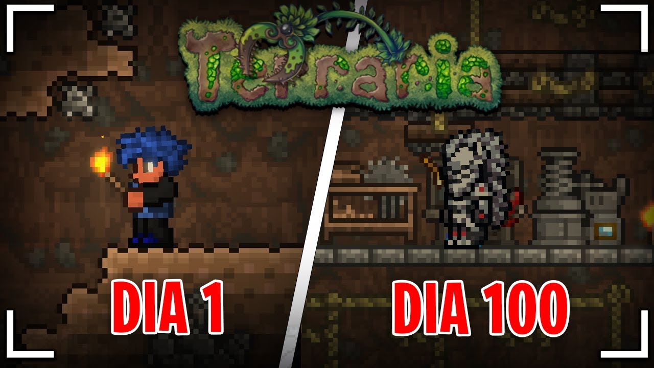 SOBREVIVI 100 DIAS em UMA CAVERNA no TERRARIA! - YouTube