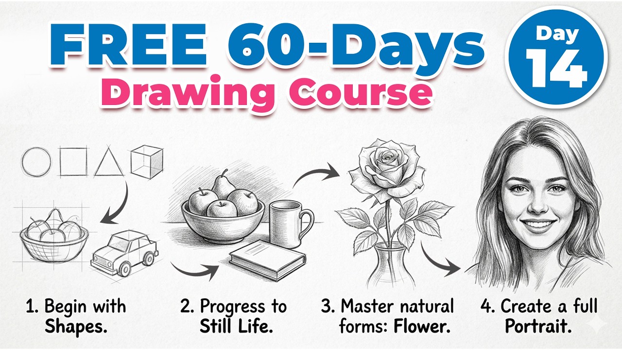 FREE 60-Day Drawing Course 🎨 - Day 14 | Master Hatching & Cross ...
