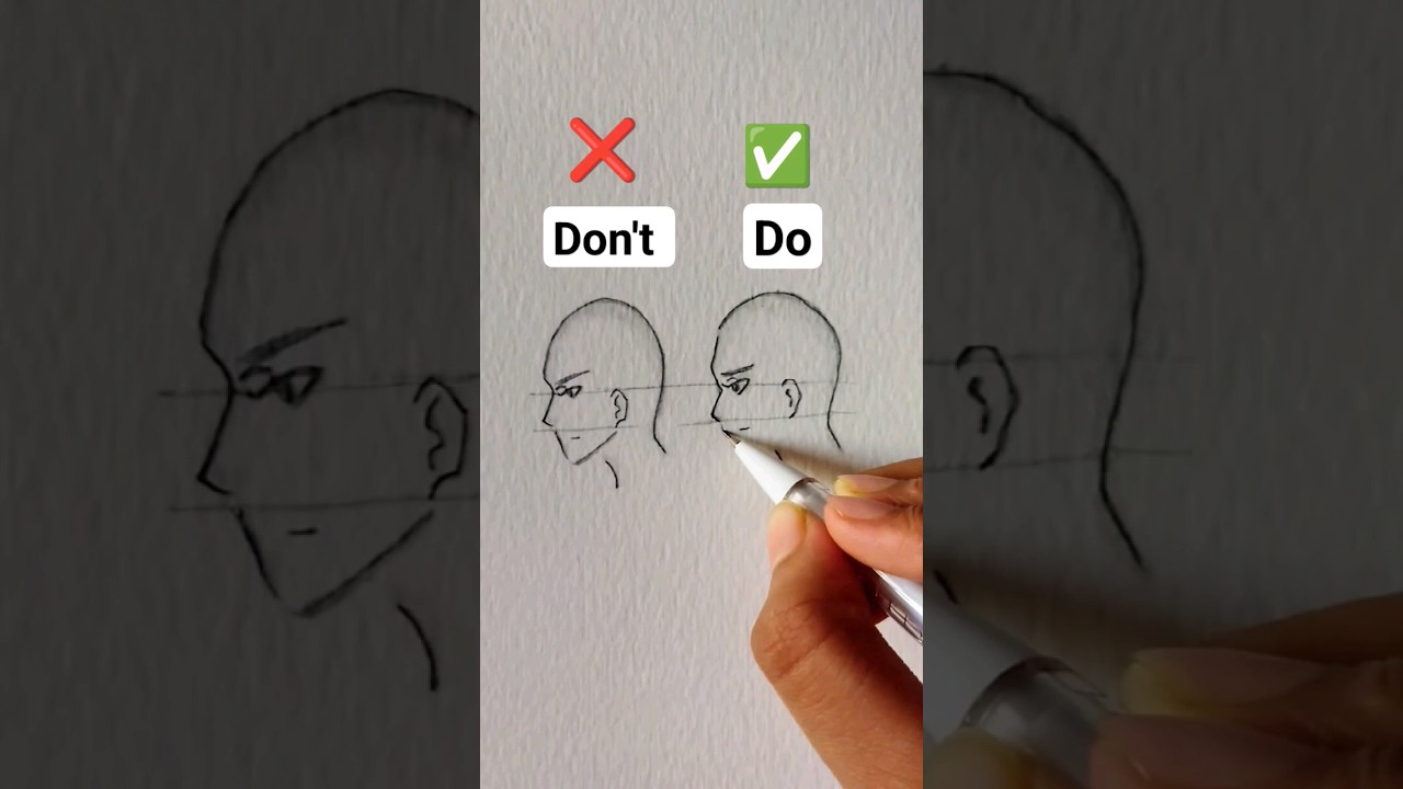 Anime face side view jawline / chin basic face anatomy #shorts - YouTube