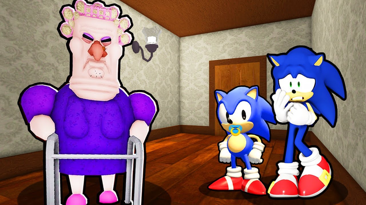 SONIC AND BABY SONIC VS ESCAPE GRUMPY GRAN IN ROBLOX - YouTube
