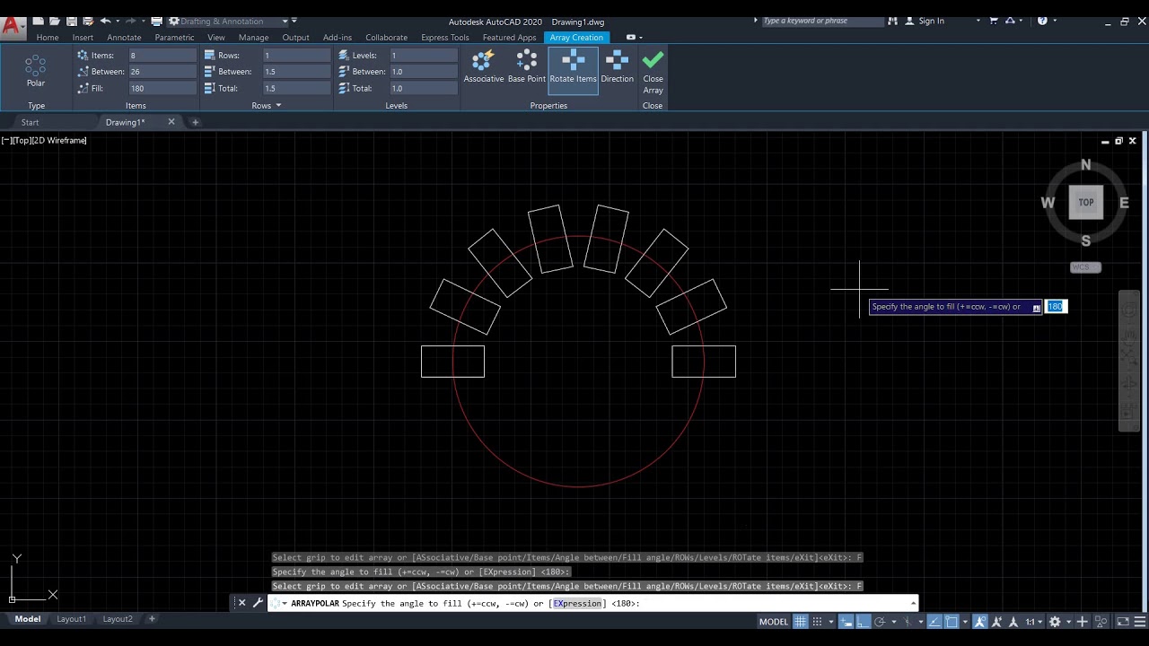 37b- Polar Array | Array | Modify Command AutoCAD 2020 from Basic to ...