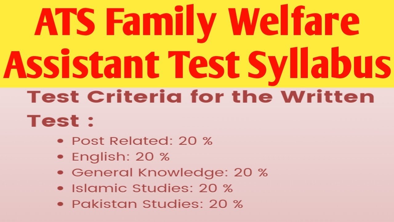 ATS Family Welfare Assistant Test Syllabus|Population Department ...