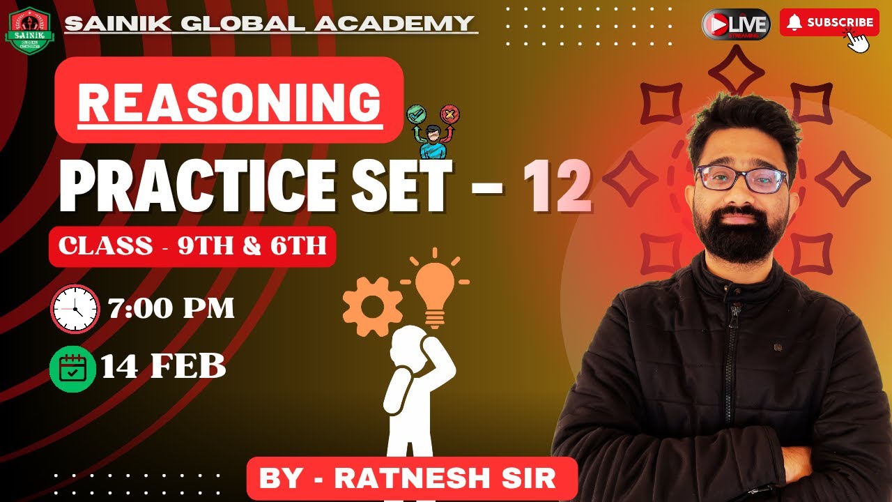 RESONING PRECETICE SET - 12 !! CLASS 6th & 9th !! SAINIK SCHOOL 2025 ...