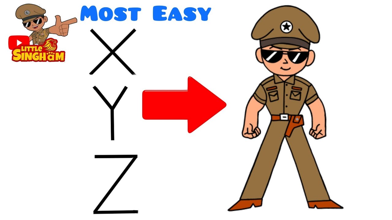 How to draw little singham desh ka sipahi step by step easy from XYZ ...