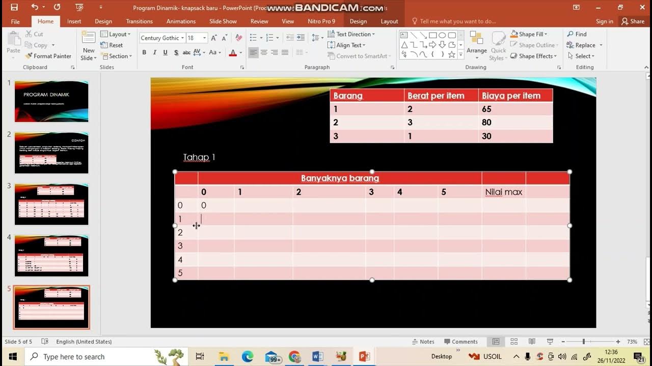 program dinamik masalah muatan (knapsack problem) - YouTube