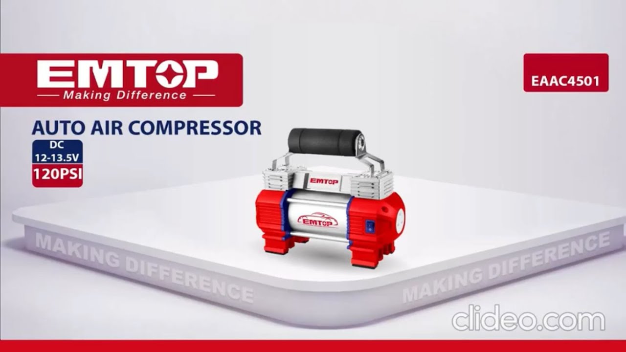 Compresor 12v 120psi 4 Picos 3mts con 3 Luces EMTOP EAAC4501 - YouTube