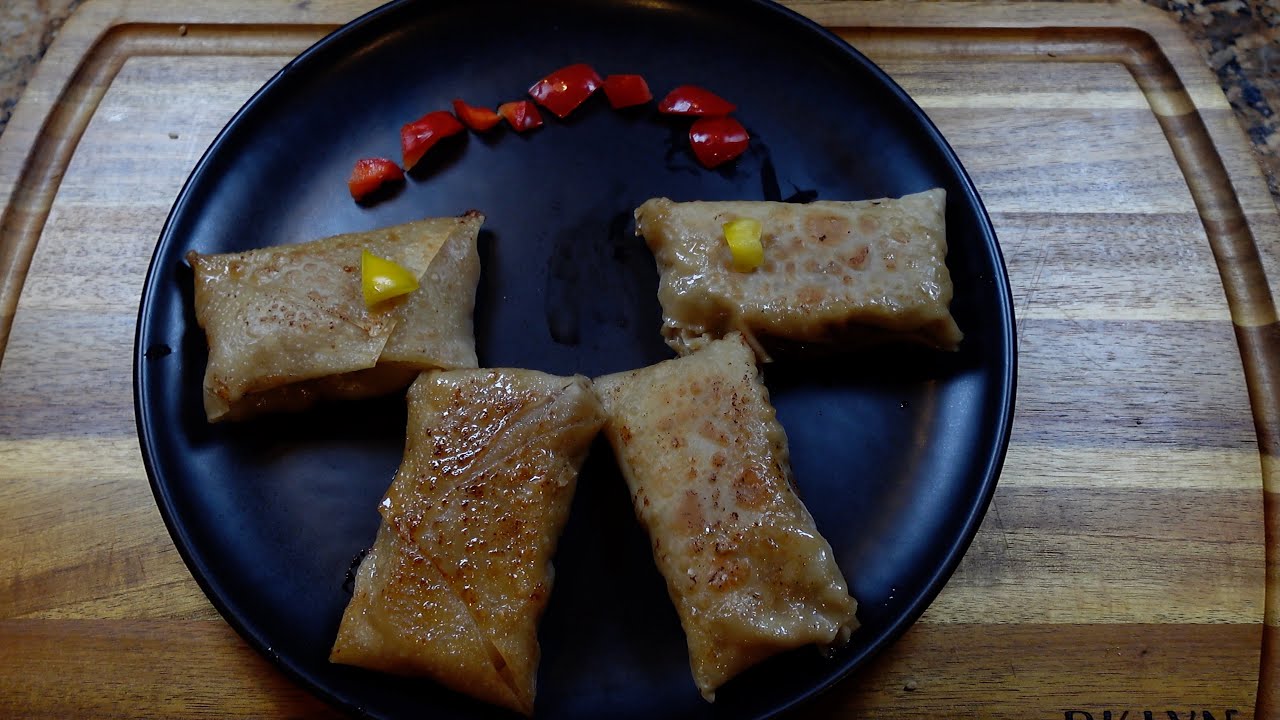 Korean meat dumplings with egg roll wrappers - YouTube