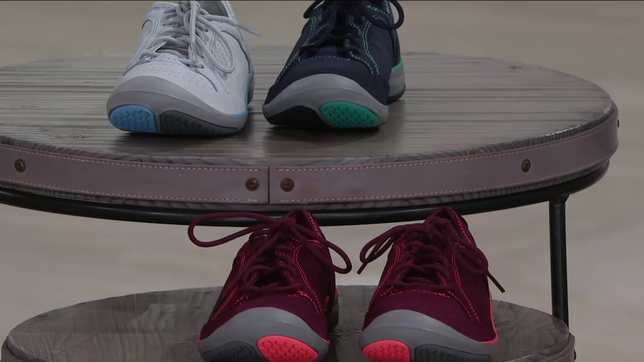 Clarks Nubuck Lace-up Sneakers - Asney Lace on QVC - YouTube