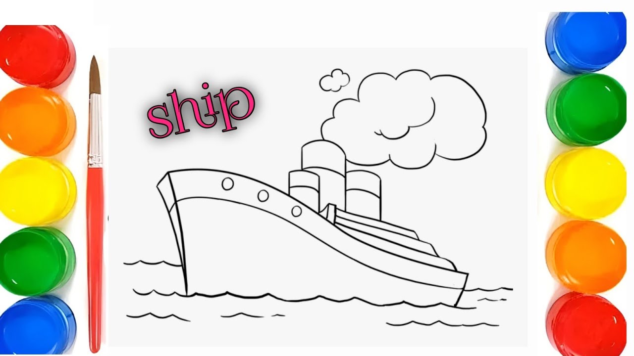 ship colour drawing | kids drawing #drawing - YouTube