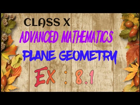 PLANE GEOMETRY || ADVANCED MATHEMATICS || CLASS X || Ex - 8.1 - YouTube