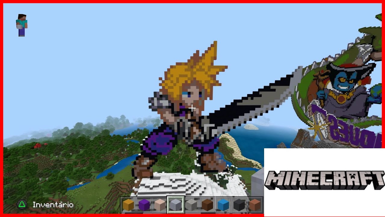 Minecraft - Pixel Art - Cloud Strife - Final Fantasy 7 - YouTube