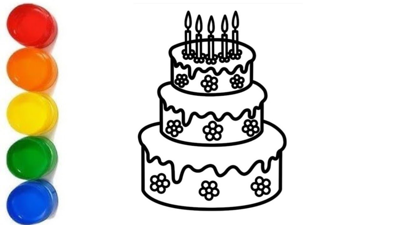 How to draw a birthday cake step by step | Birthday cake drawing easy ...
