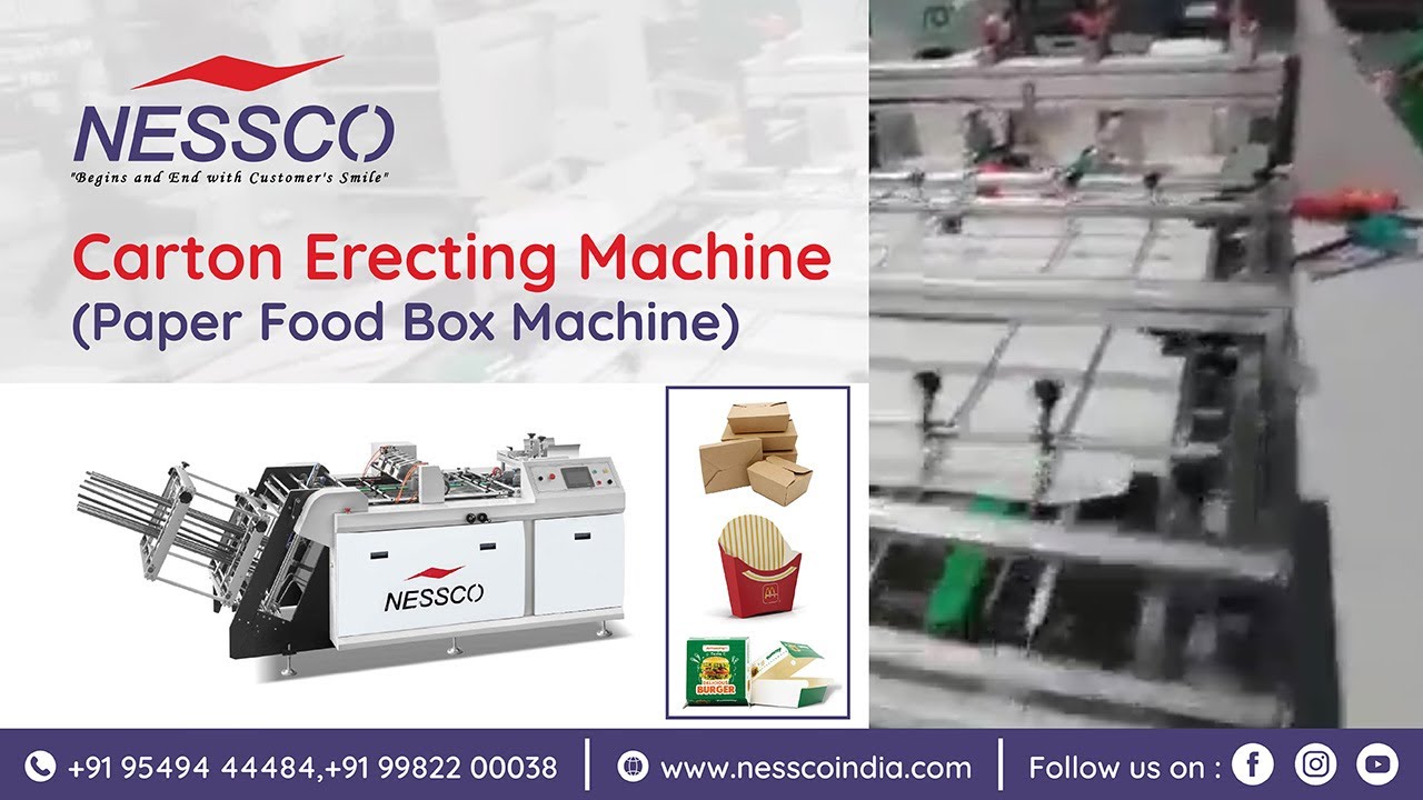 Carton Erecting Machine (Paper Food Box Machine) | Nessco India - YouTube