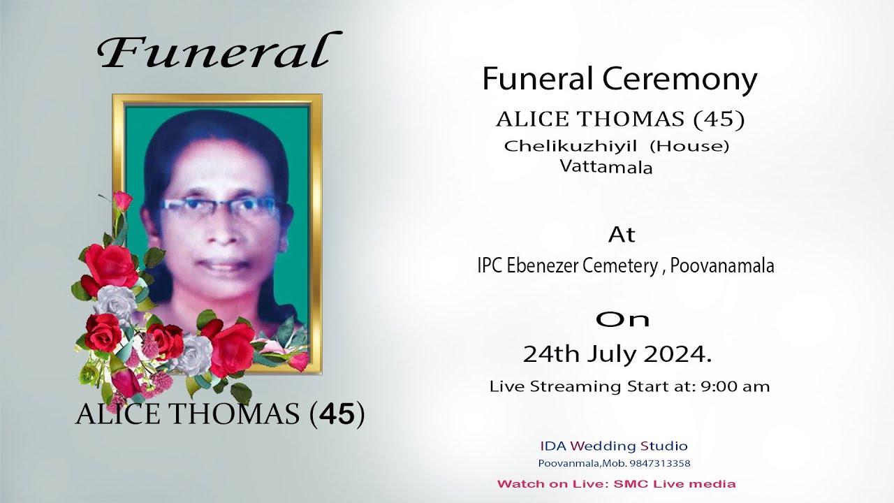 FUNERAL SERVICE | ALICE THOMAS (45) | 24th July 2024, 9:00 am - YouTube
