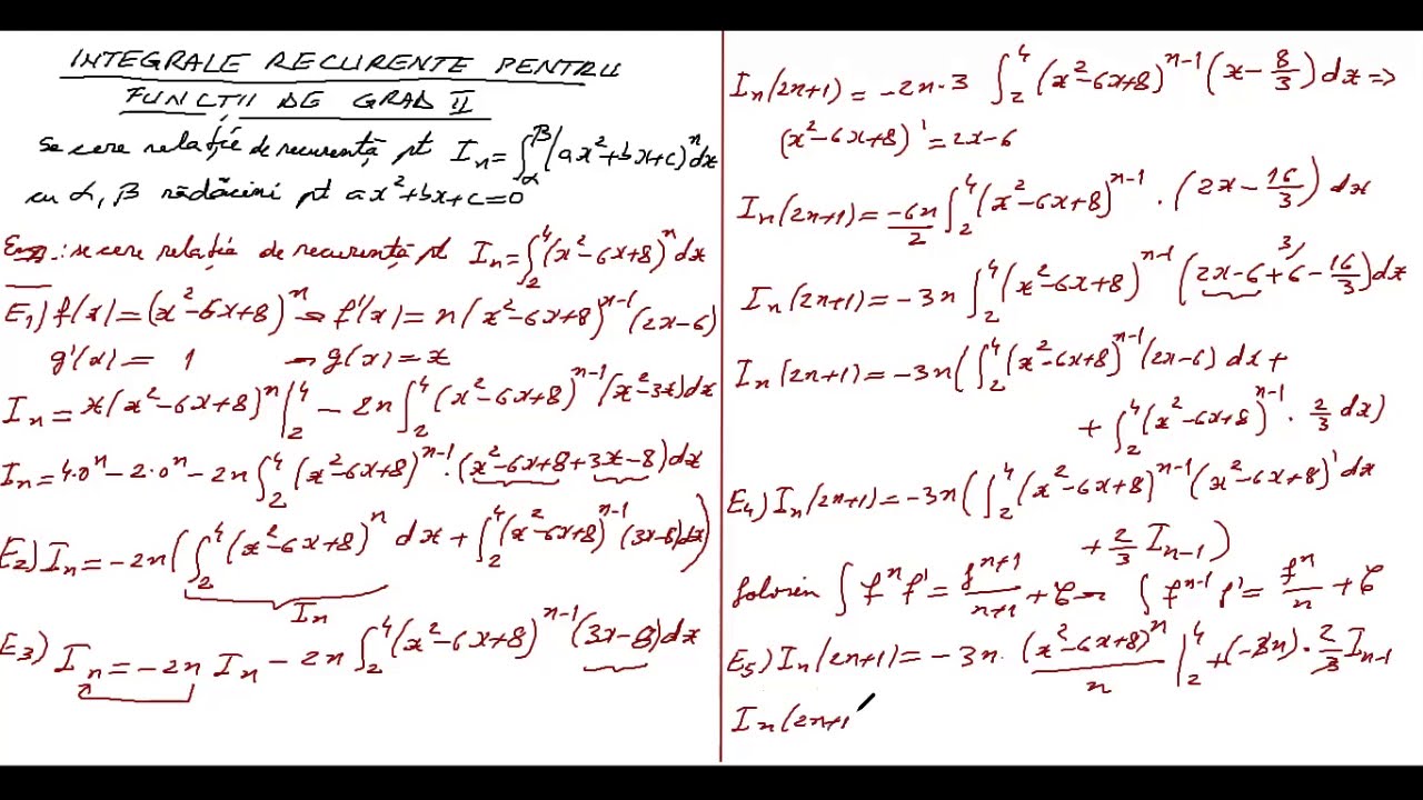 XII, SET 4, INTEGRALE RECURENTE PENTRU FUNCTII DE GRAD II - YouTube