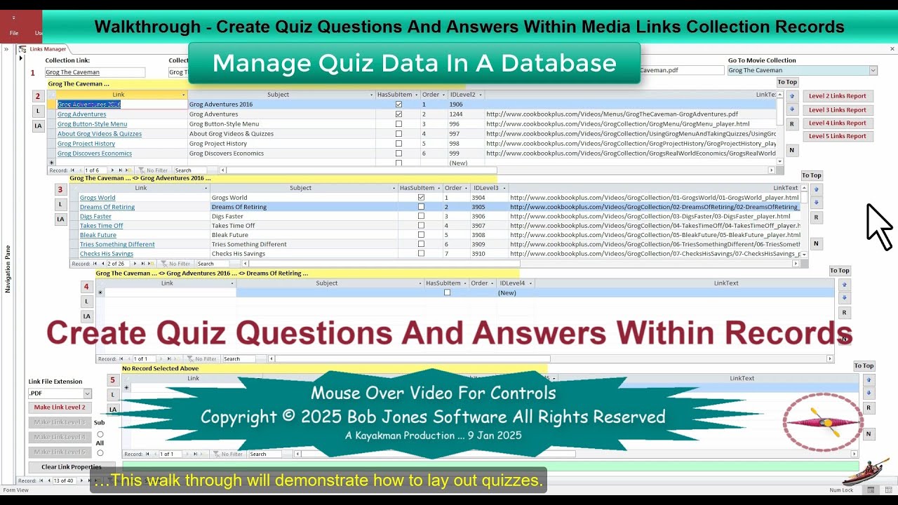 Media Collection Links Manager 23 Walkthrough Create Quiz Questions And Answers Within Records ...
