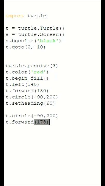 Create A Heart Using Python Turtle Graphics Pythoneasy Pythonturtlegraphics Pythoncode