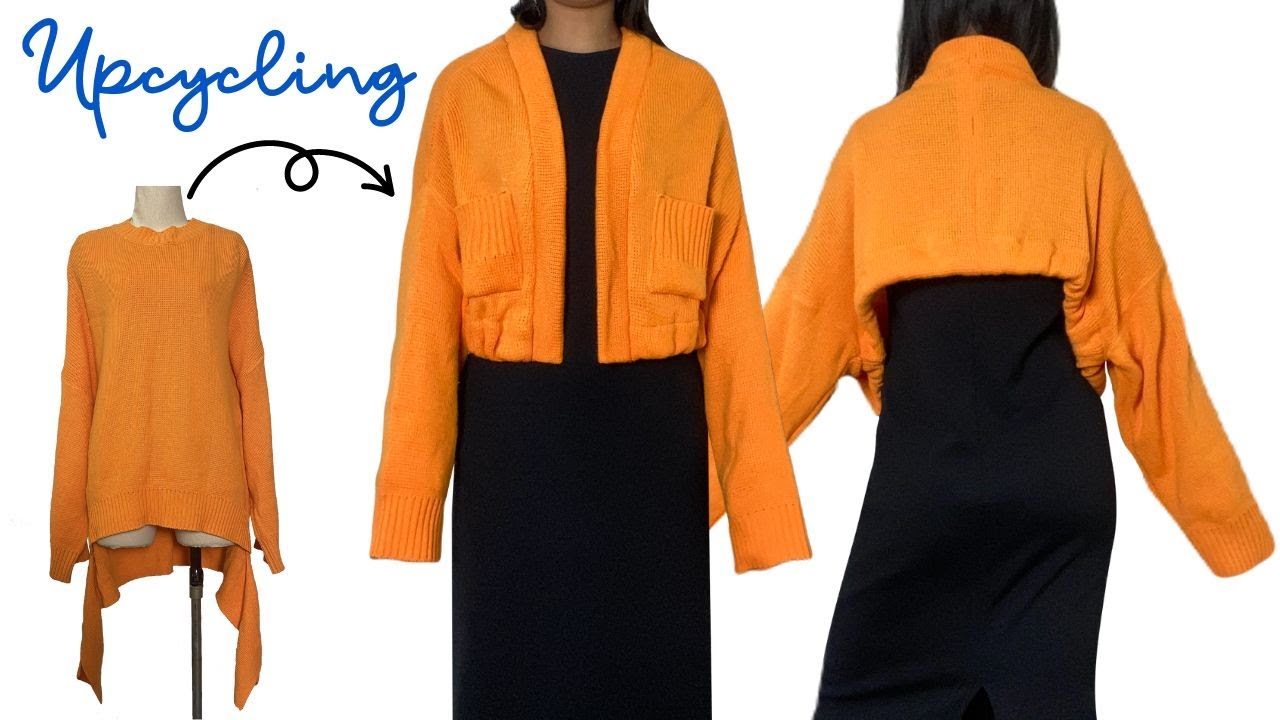 DIY Upcycling Old Sweater Into New Cardigan Jacket | Refashion | Reuse ...