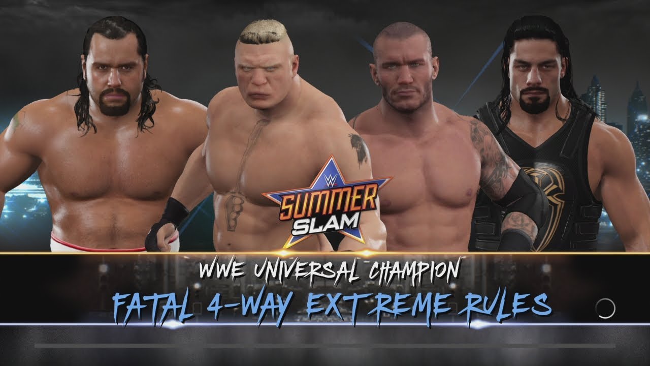 WWE 2K17 - Roman Reigns vs Brock Lesnar vs Rusev vs Randy Orton ...