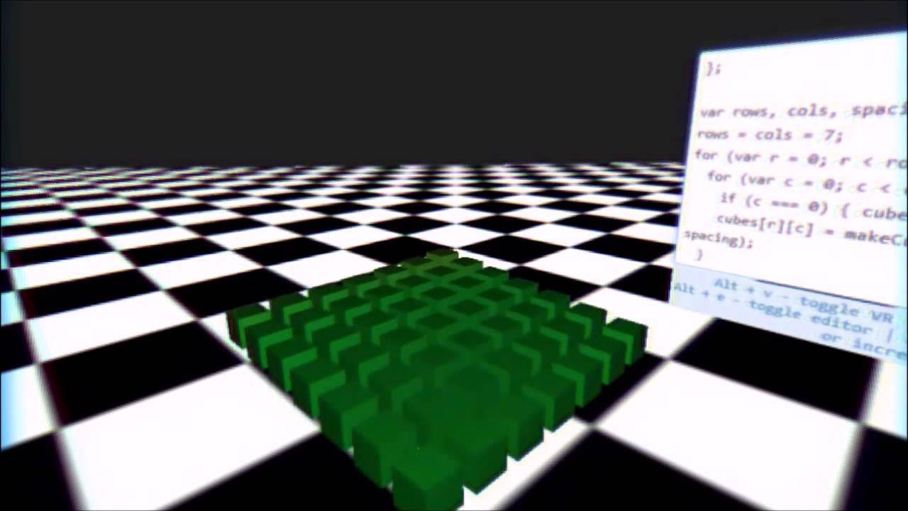 RiftSketch: Live coding in VR with the Oculus Rift, Firefox WebVR, JavaScript and Three.js - YouTube