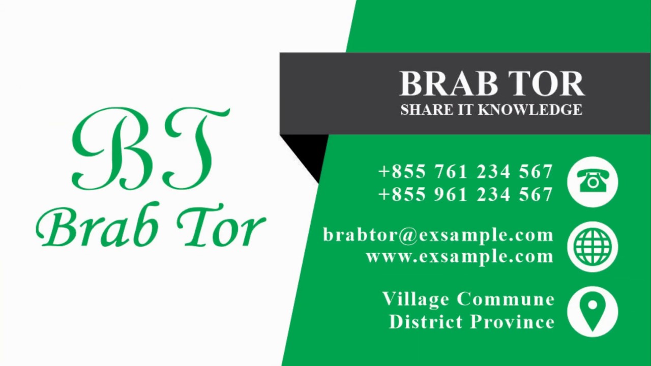 Make business card, name card #8 by corel draw | Khmer - YouTube