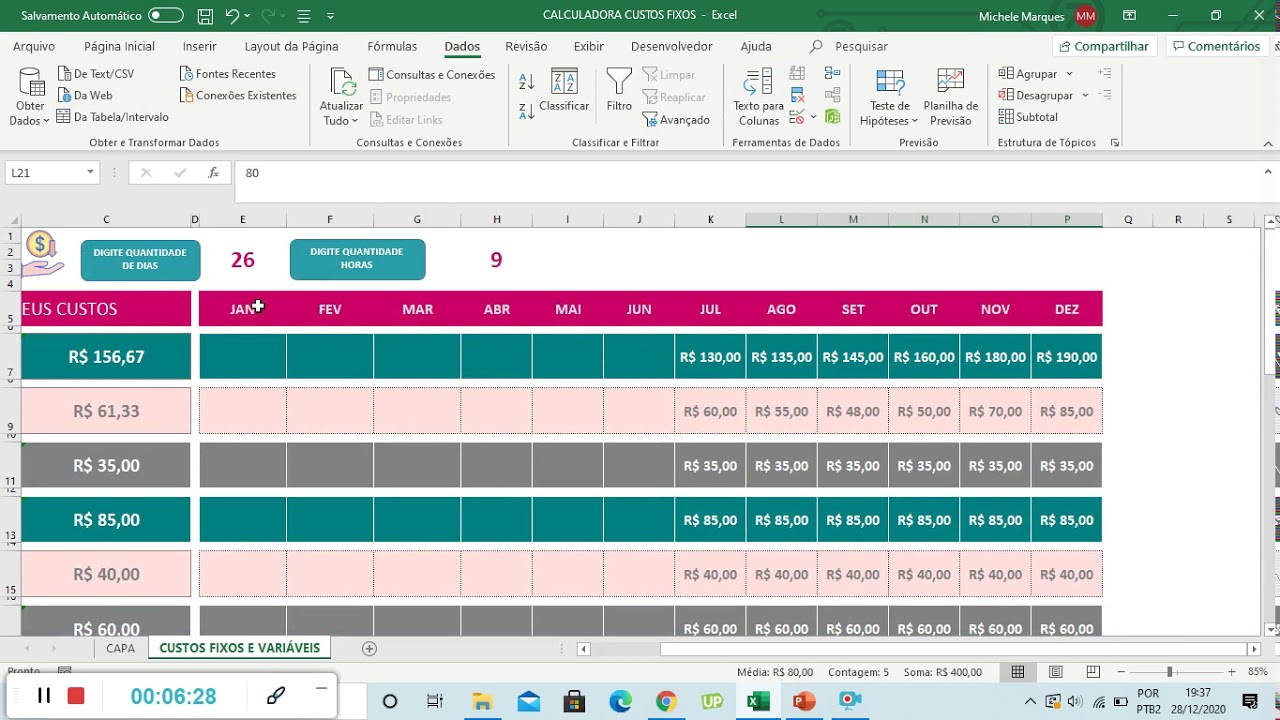 Calculando Custos Fixos e Variáveis - YouTube