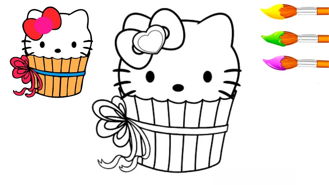 How to Draw Hello Kitty Cake🧁 - Hello Kitty Cup Cake Drawing - Step by ...