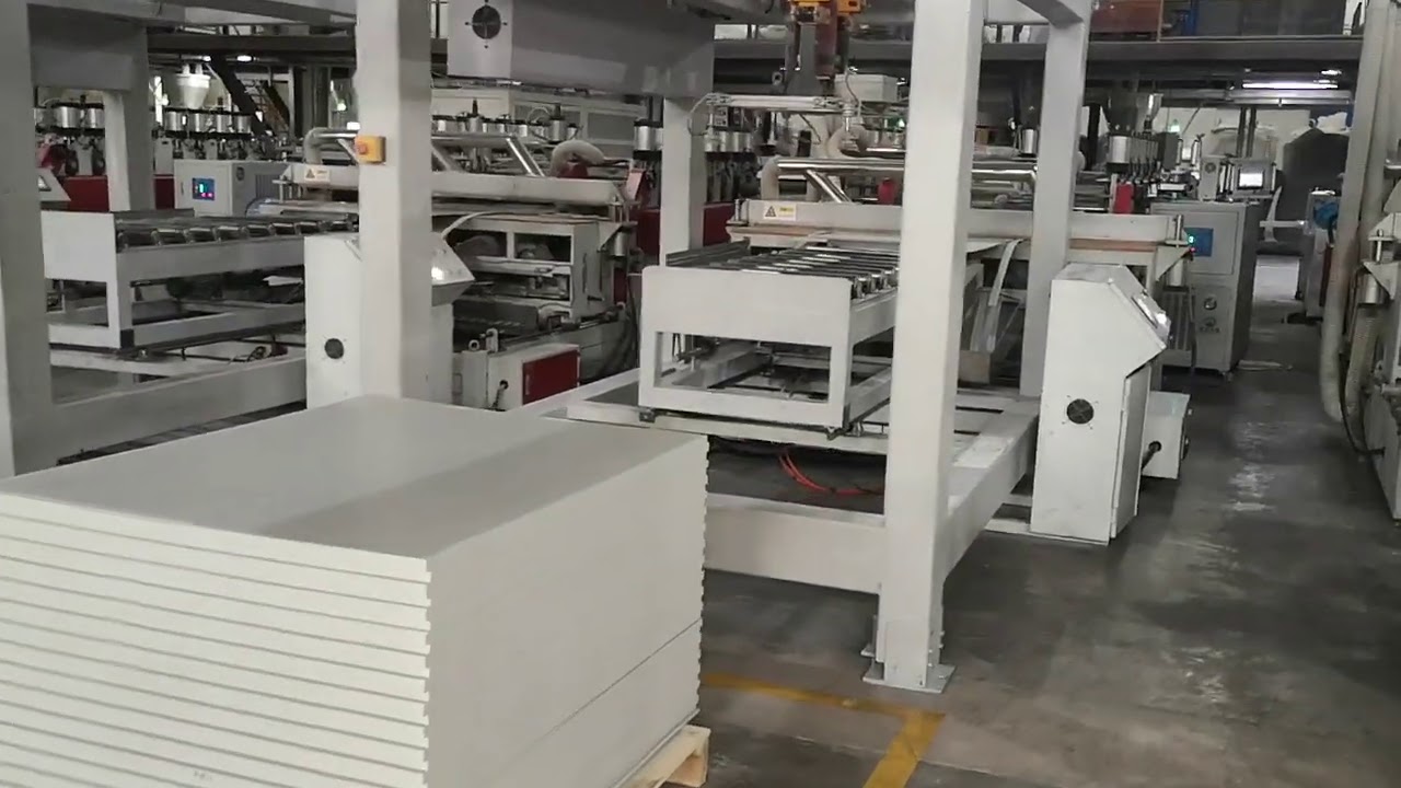 Pvc Foam board machine with automatic stacker - YouTube