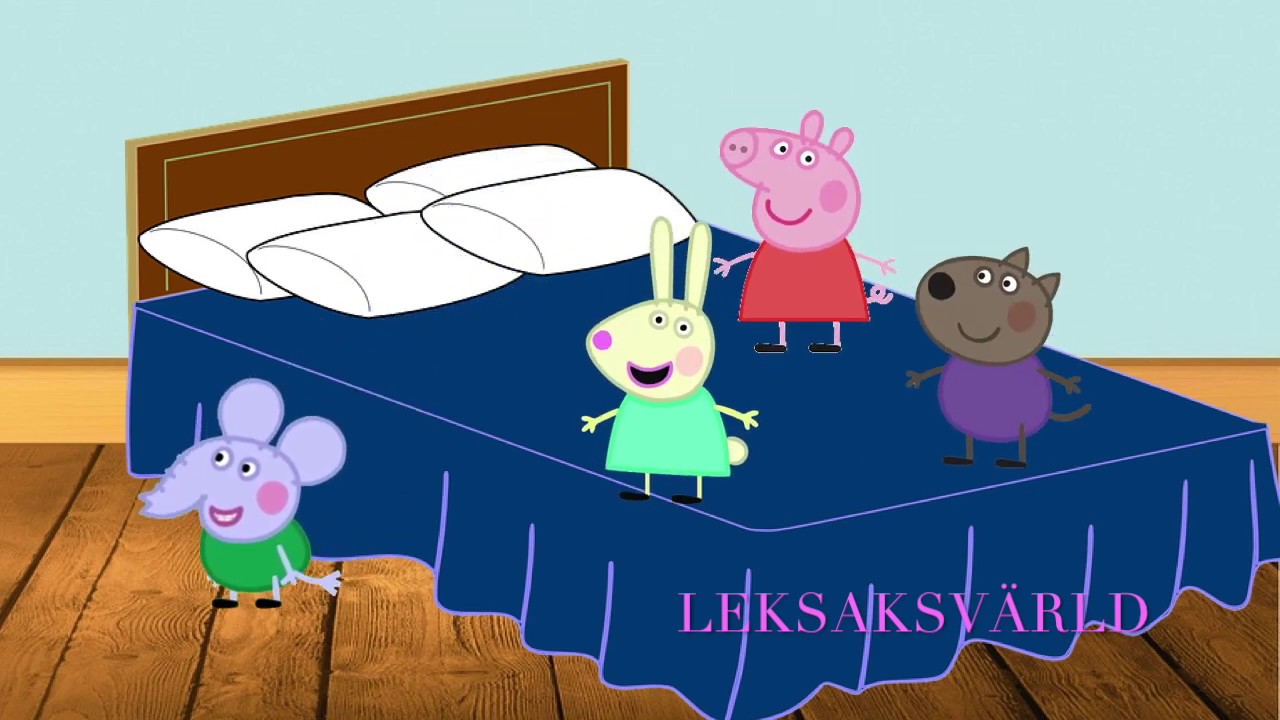 Peppa pig svenska - Greta Gris och vänner hoppade i sängen - YouTube