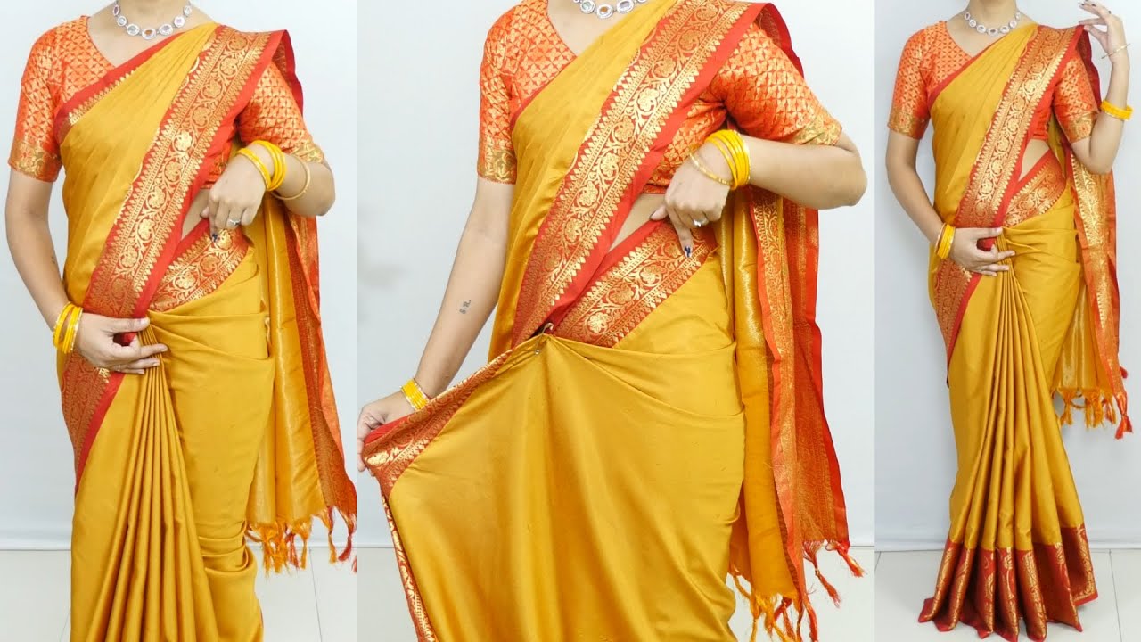 Perfect pleats silk saree draping tutorial | Easy & basic saree draping ...