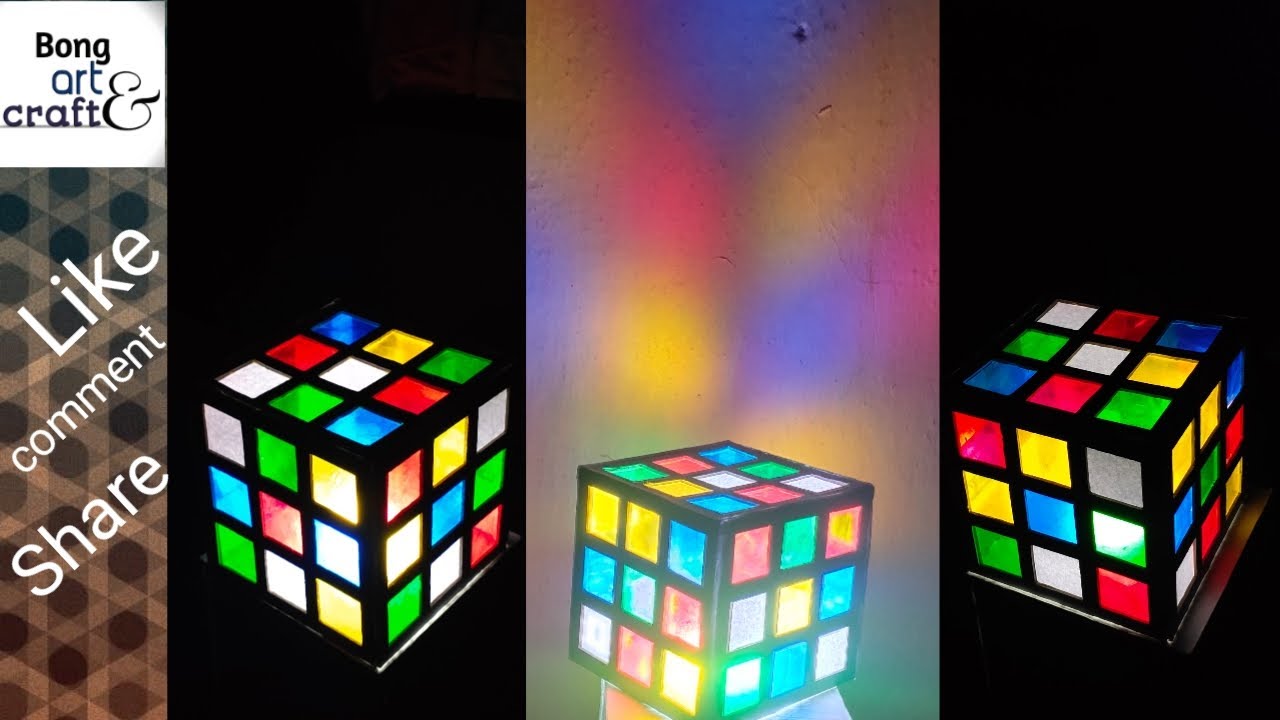 Rubik's cube light | home made diwali light | DIY colorful light - YouTube