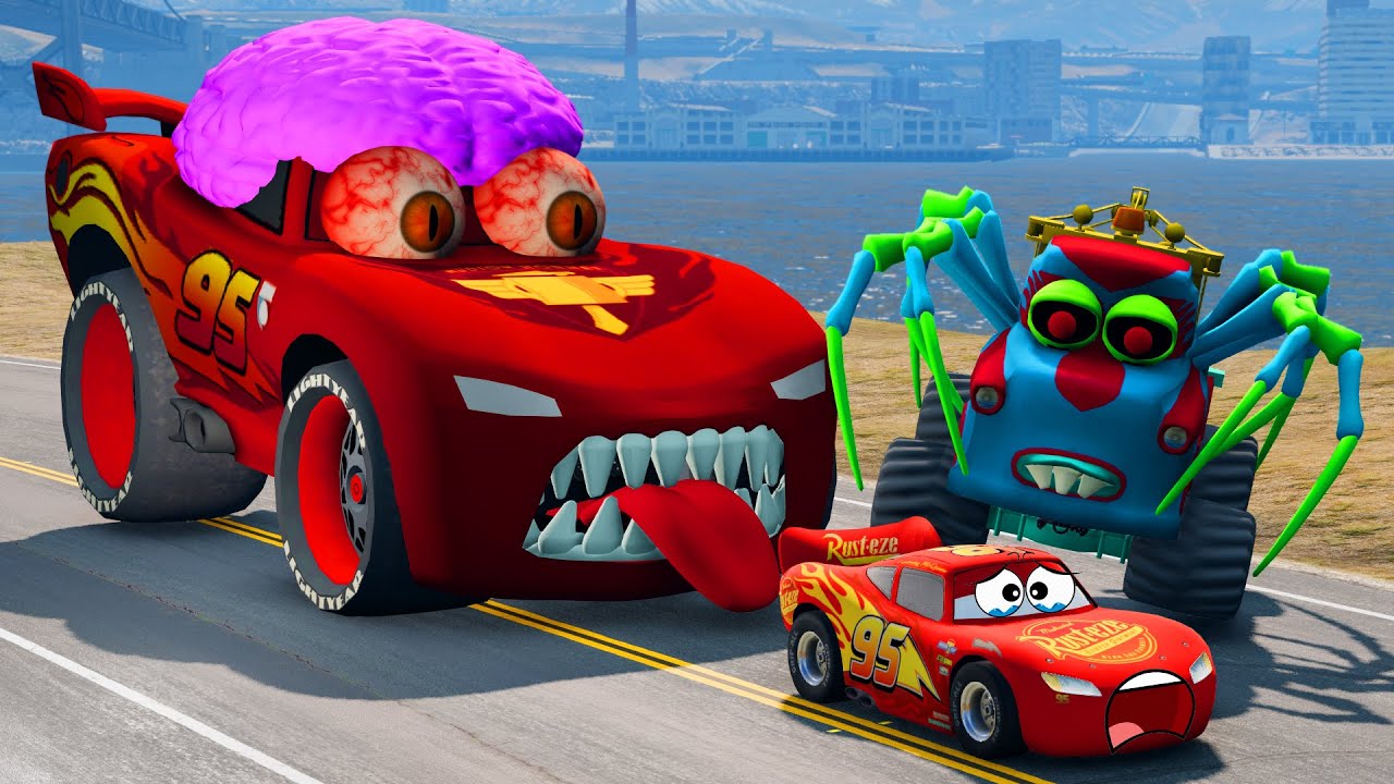 👹Huge McQueen Zombie & Mater Eater 😱Caugh Up With McQueen ?!😢(Beamng ...