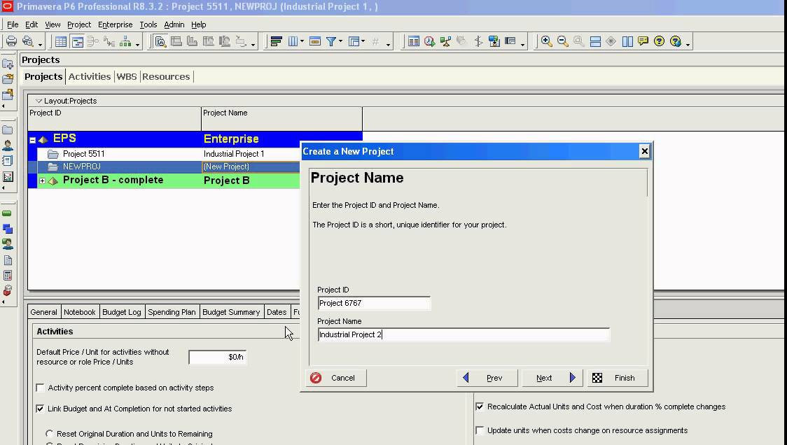 Primavera P6 Create a Project - YouTube