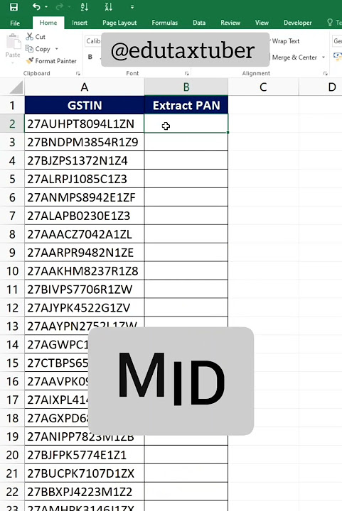Excel Tips: Extract PAN from GST number #shorts #excel - YouTube