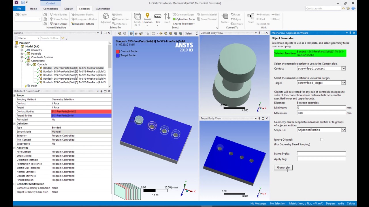 Définir automatiquement plusieurs contacts dans Ansys Mechanical - YouTube