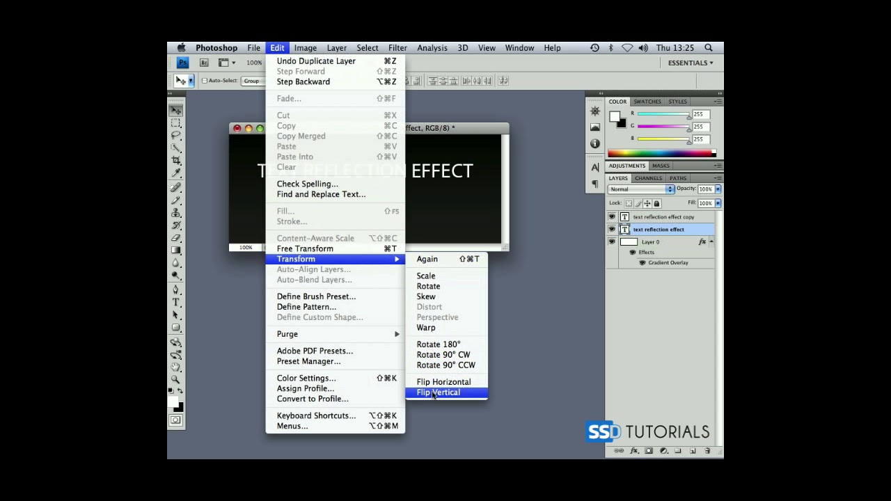 Text reflection with Adobe Photoshop CS4 - YouTube
