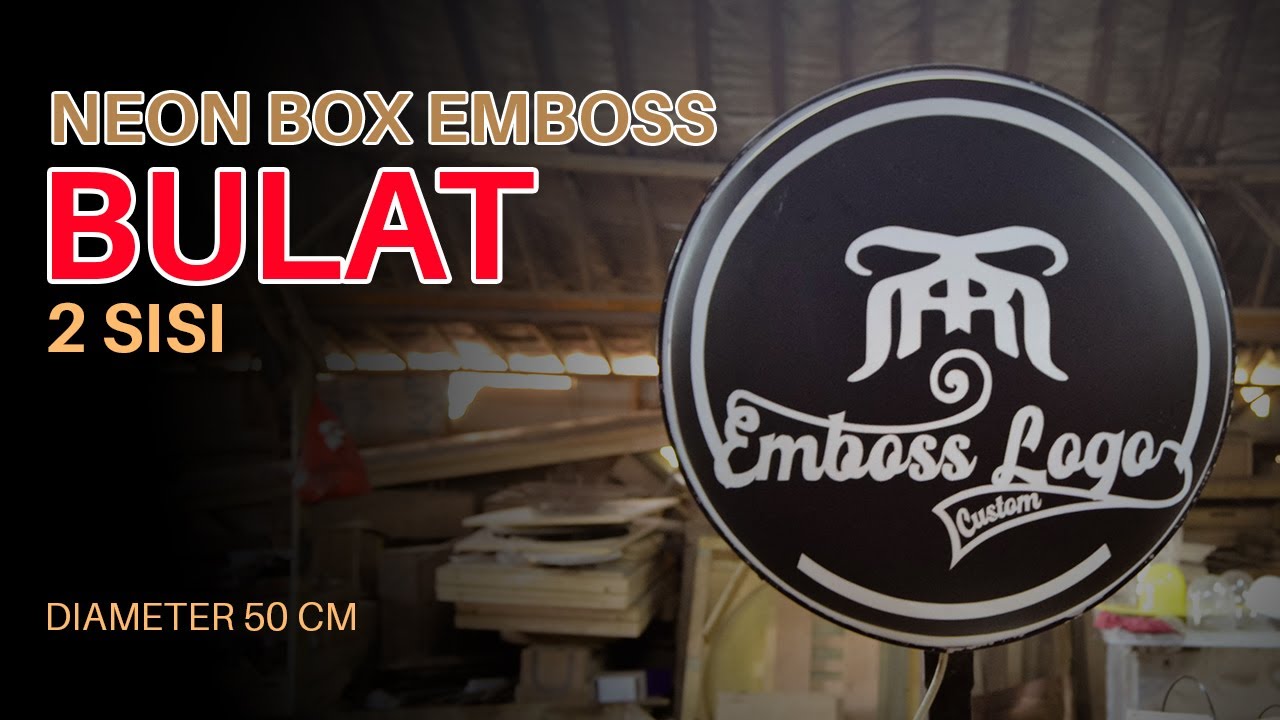 Neon box acrylic emboss bulat diameter 43cm - YouTube