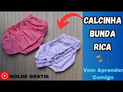 COMO FAZER CALCINHA BUNDA RICA bebê babados e saia fácil para Iniciantes na costura infantil #diy