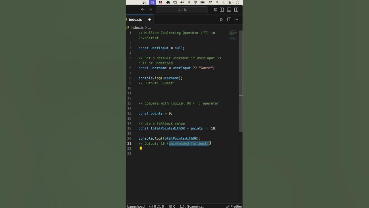 JavaScript Nullish Coalescing Operator (??) Explained with Real Examples - YouTube