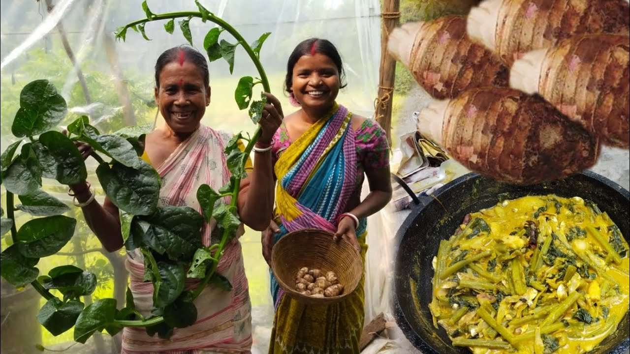 Sutki Fish and Pui Shaak Sabji Tribal Cooking by Santali village women ...
