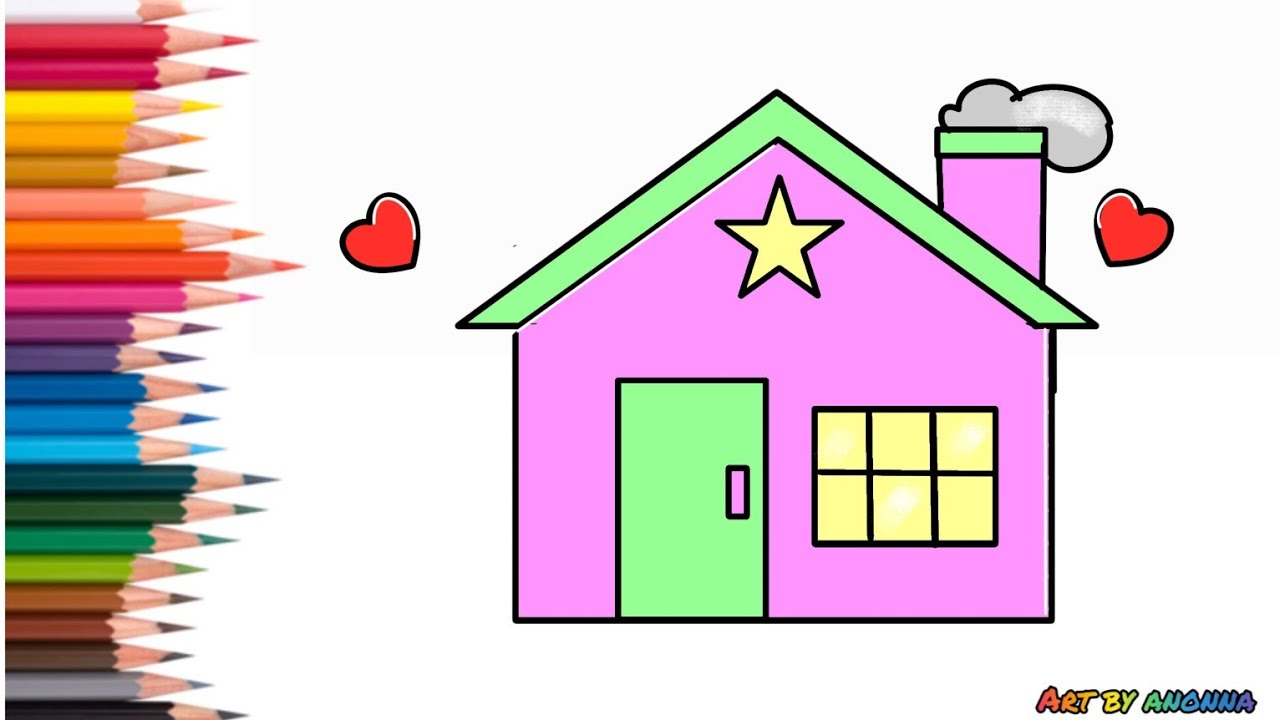 How to Draw a Cute House Easily Step By Step For Kids and Toddlers ...