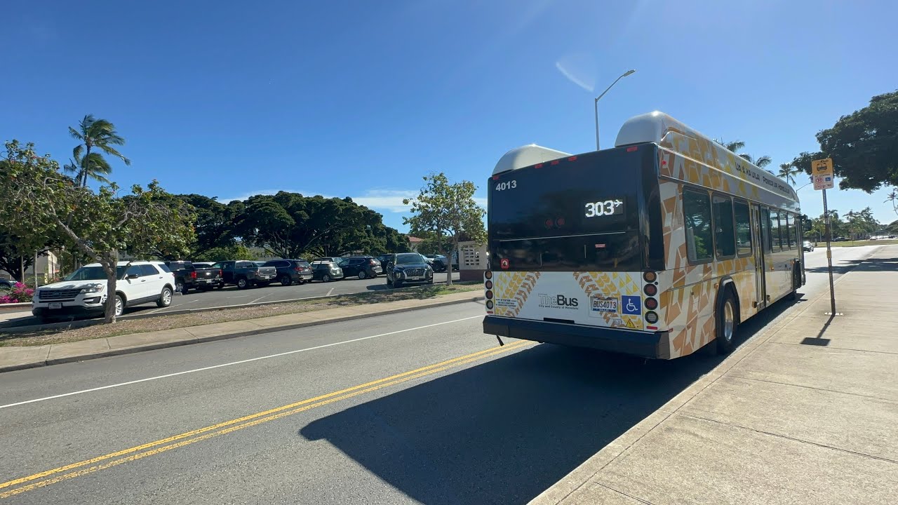 Honolulu TheBus Route 303 Airport-Hickam, Bus 4013 (Part 2) - YouTube