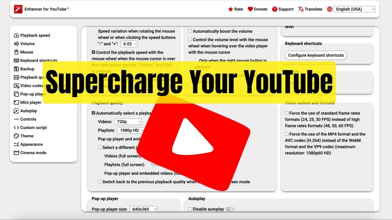 Enhancer for YouTube: Ultimate Customization Guide for Speed, Volume, Quality, & More! - YouTube