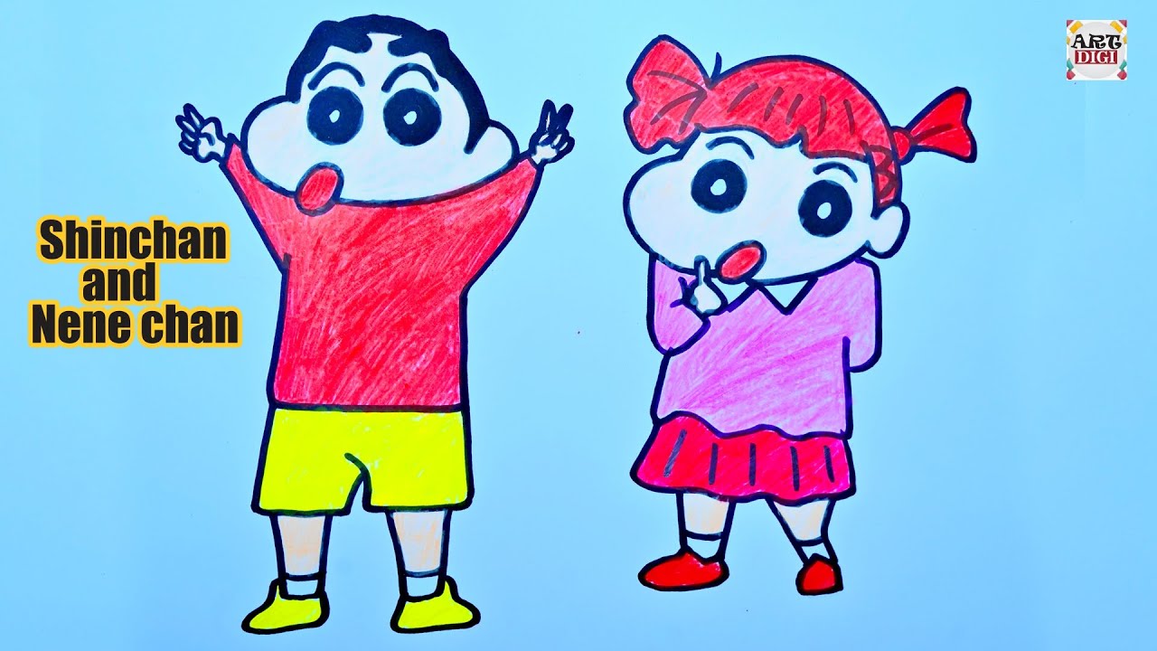 How to draw Shinchan and Nene chan | Step by step drawing - YouTube