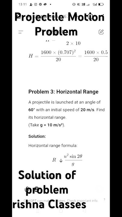 Projectile Motion Problem for NEET/JEE #chemistry #jeenation #neetmotivation #neetstudygroup # ...