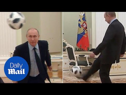 President Putin shows-off footie skills with 100 days to World Cup ...