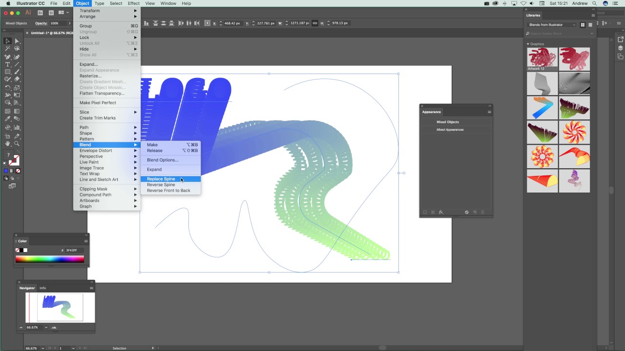 How To Blend Tool And Type In Illustrator Tutorial | Graphicxtras - YouTube