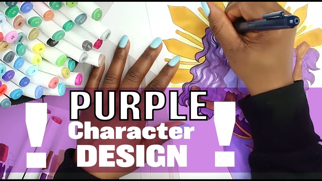 CHARACTER design with 1 color | Purple based Character Design Challenge ...