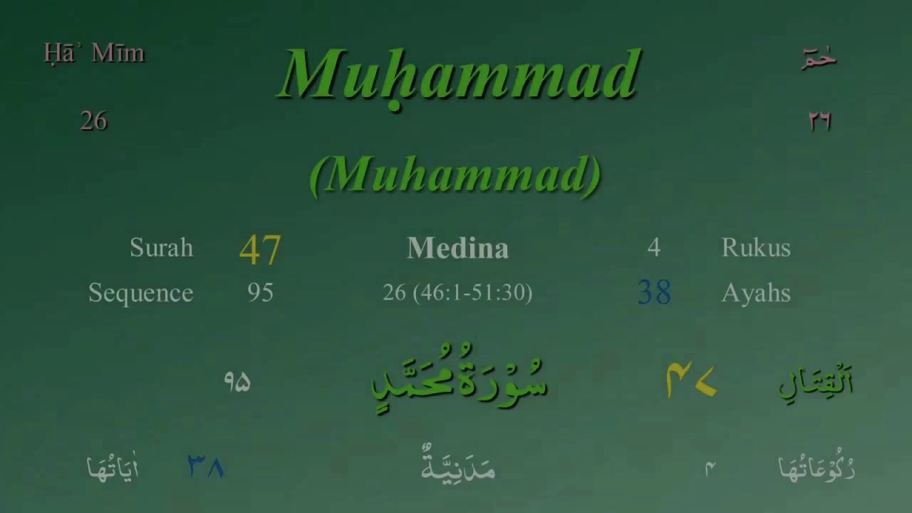 Al Quran. 47. Sura Muhammad With English translation. Recited by Rakib ...